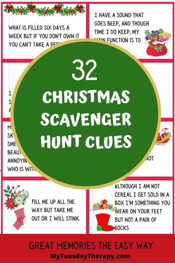 Christmas Scavenger Hunt Clues (Easy and hard riddles to find gifts.)